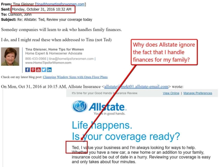 Letter to Allstate: Time to End Gender Bias - Home Tips for Women